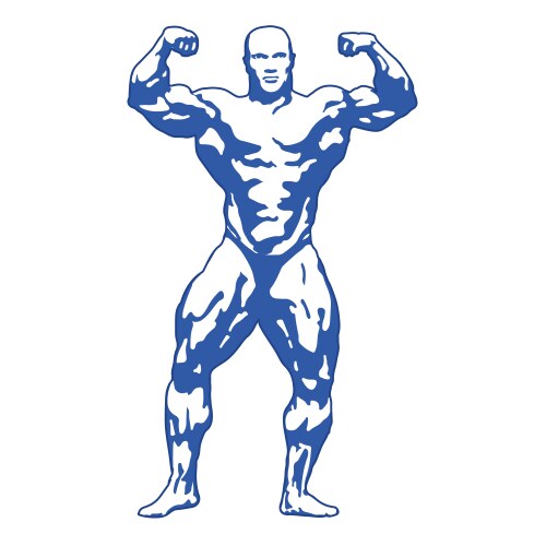 Muscular bodybuilder posing engraving Royalty Free Vector