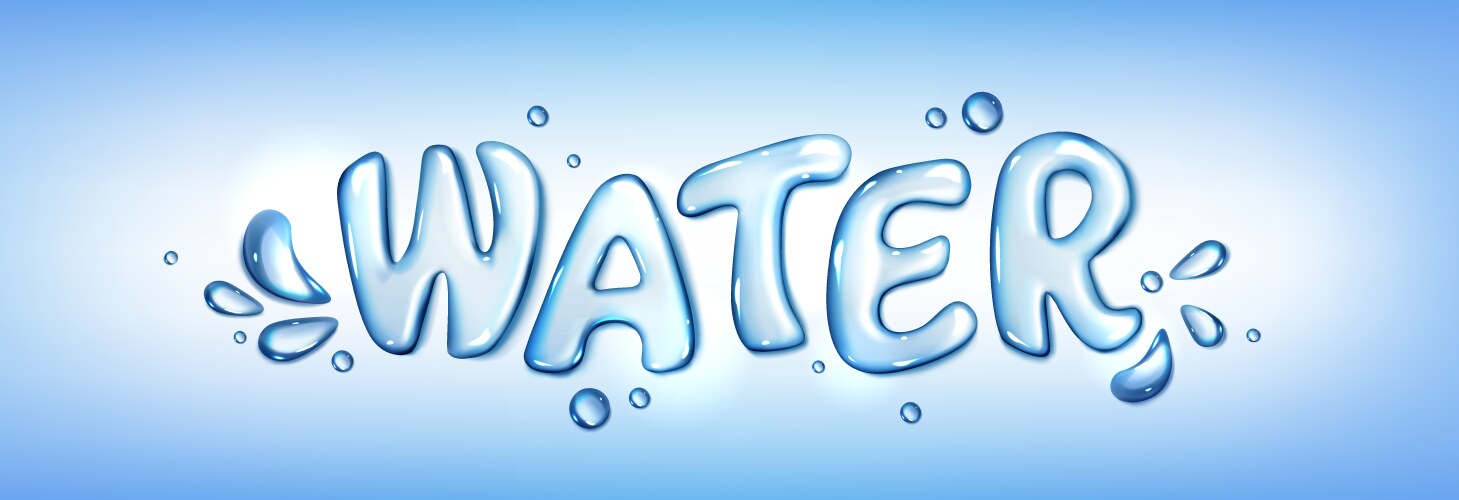 Realistic water font flow splash type with drops Vector Image