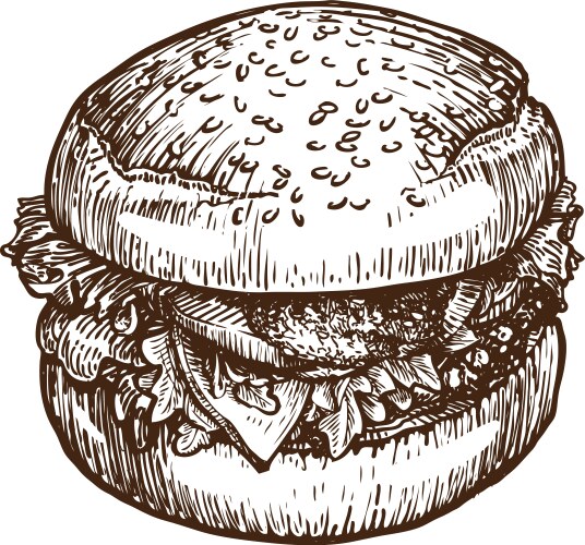 Burger sandwich hand drawn sketch style Royalty Free Vector