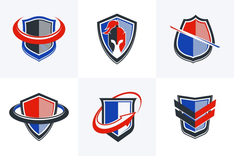 Classic shields shapes set with different Vector Image