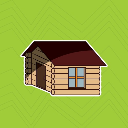 Rainy meadow log cabin Royalty Free Vector Image