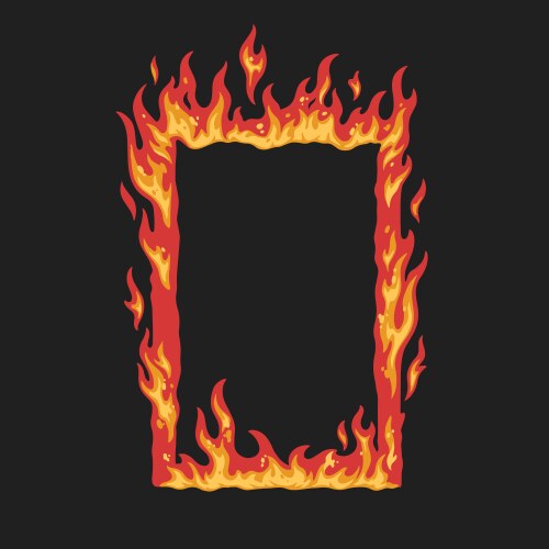 Flame frame circle shape realistic burning fire Vector Image