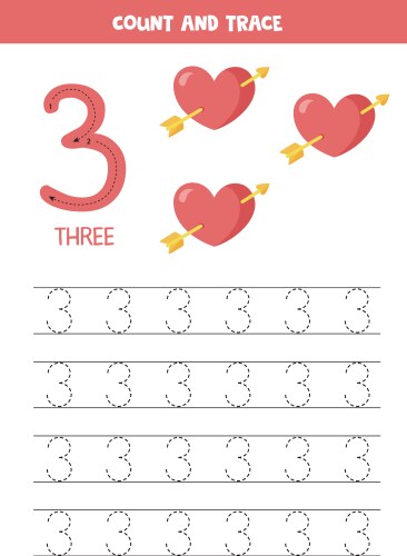 Number Tracing & Writing Worksheet Royalty Free Vector