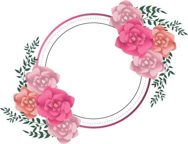 Flowers round frame Royalty Free Vector Image - VectorStock