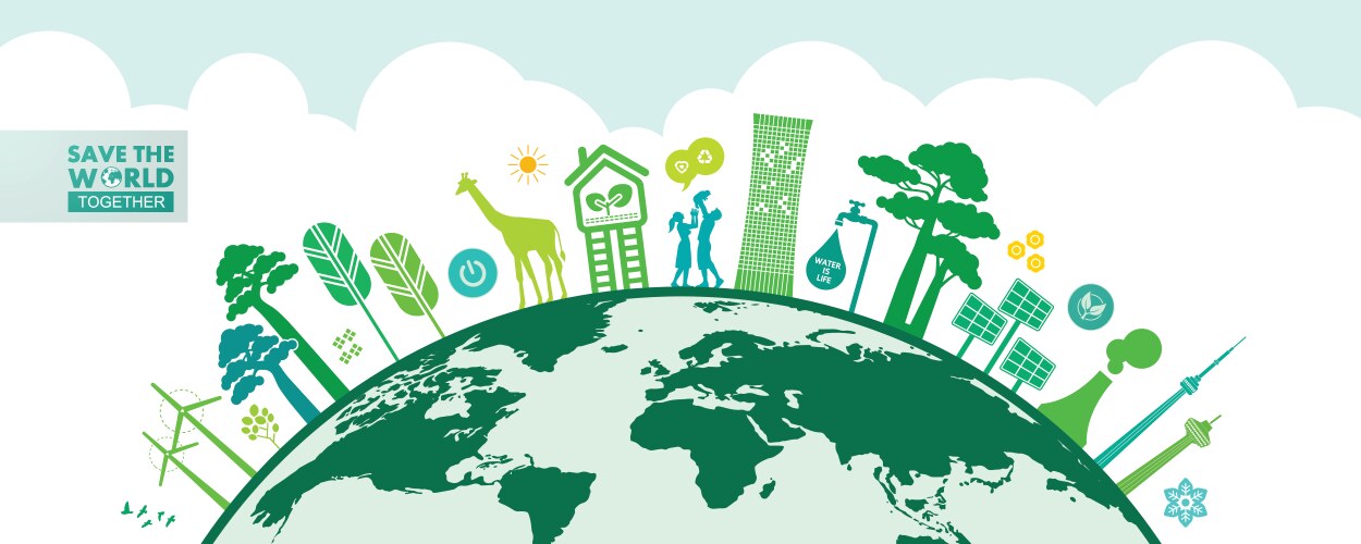Save the world together green ecology illus Vector Image
