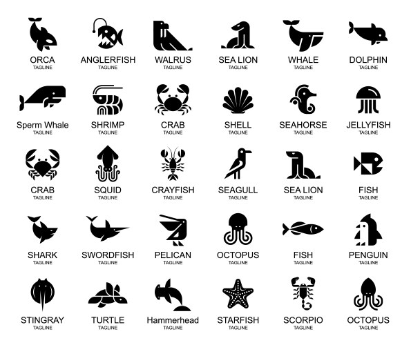 Animals logos collection Royalty Free Vector Image