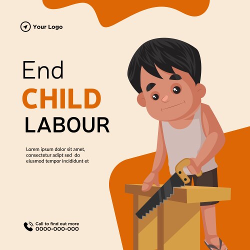 Banner design of child labour Royalty Free Vector Image