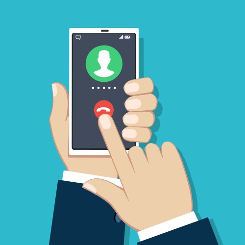 Call to man - hand with phone Royalty Free Vector Image