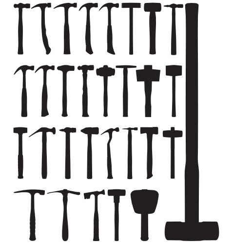 Silhouettes of hammer Royalty Free Vector Image