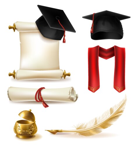 Graduation diploma or certificate realistic Vector Image