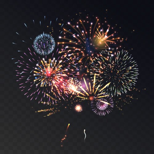 Fireworks realistic animation set with isolated Vector Image