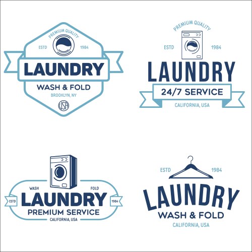 Laundry room label badge logo with hanger Vector Image
