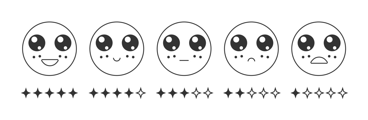 Feedback emotion faces line rating scale icons Vector Image