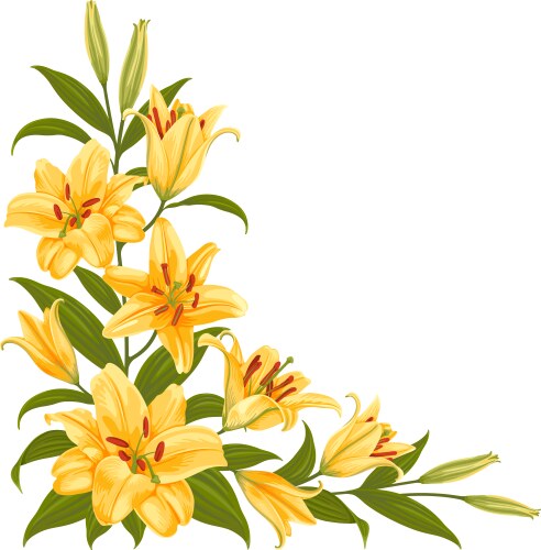 Floral corner border with wildflowers Royalty Free Vector