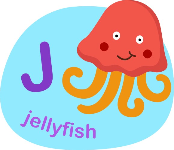 Alphabet j with jellyfish Royalty Free Vector Image