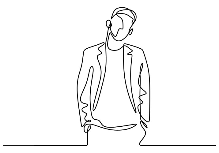 Continuous one line drawing standing man Vector Image
