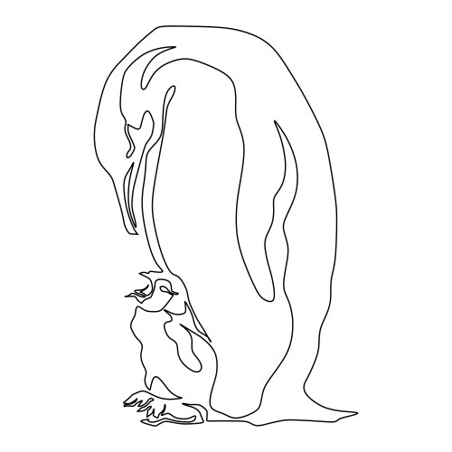 Penguin line art one continuous Royalty Free Vector Image