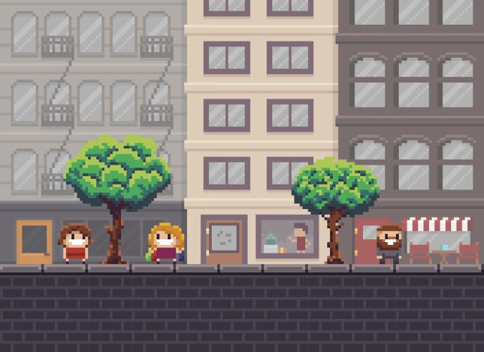 Pixel art street Royalty Free Vector Image - VectorStock