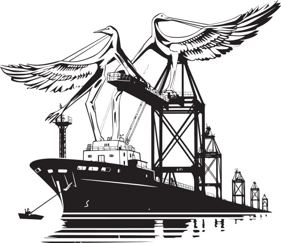 Vessel virtuosos crane loading to cargo ship icon Vector Image