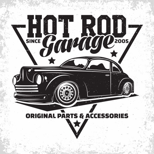 Monochrome hot rod icon Royalty Free Vector Image