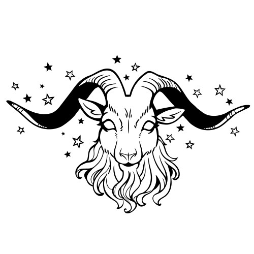 Simplified outline goat head template Royalty Free Vector