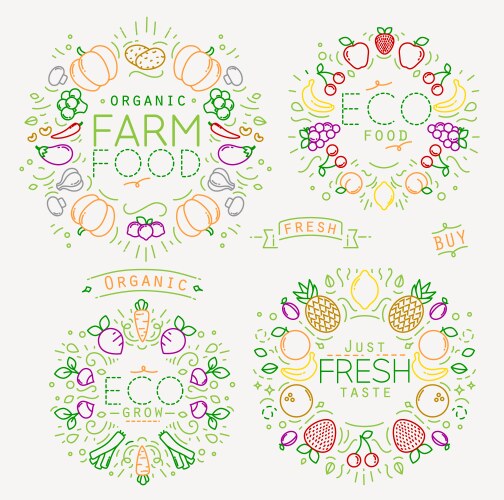 Fruits and Vegetables Monogram Set – Royalty-Free Vector | VectorStock