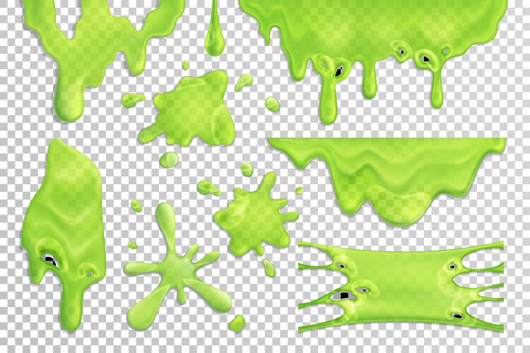 Green slime realistic goo splashes and mucus Vector Image