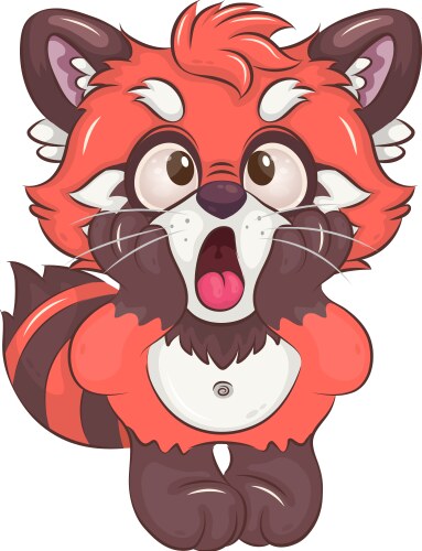 Scared red panda cartoon red panda runs scared Vector Image