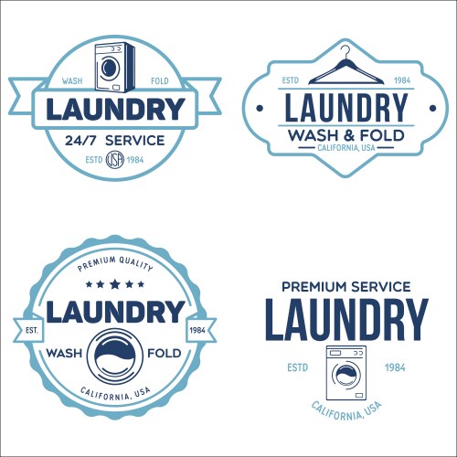 Laundry room label badge logo with hanger Vector Image