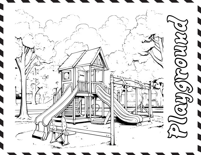 Children playground coloring pages drawing Vector Image