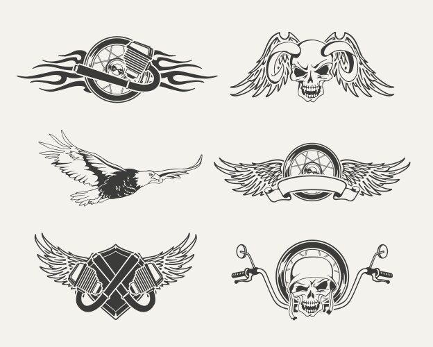 Set vintage motorcycle labels badges Royalty Free Vector