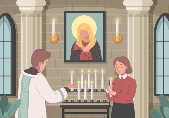 Christian church cartoon Royalty Free Vector Image