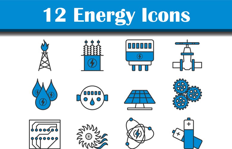Electricity and energy source icons Royalty Free Vector