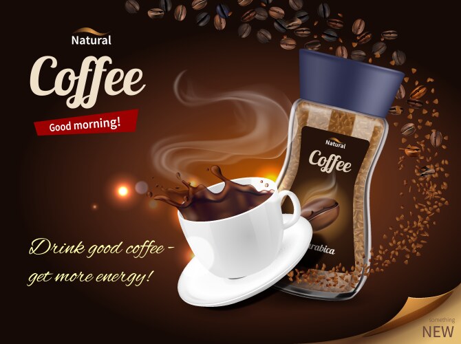 Instant coffee realistic jars Royalty Free Vector Image