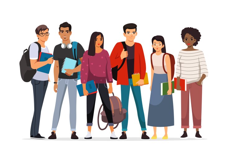 Group of Teen Students Royalty Free Vector Image