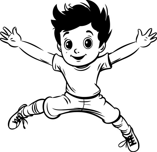 Boy jumping over obstacle isolated on white Vector Image