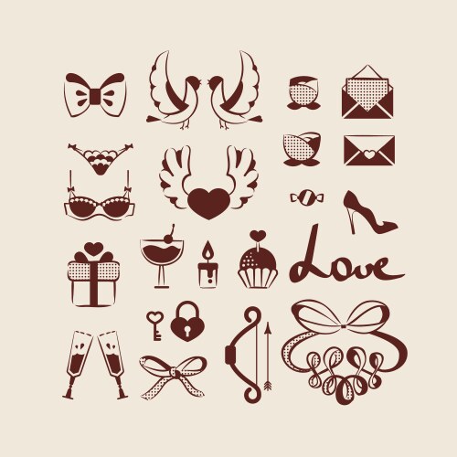 Harmonious relationship icons set Royalty Free Vector Image