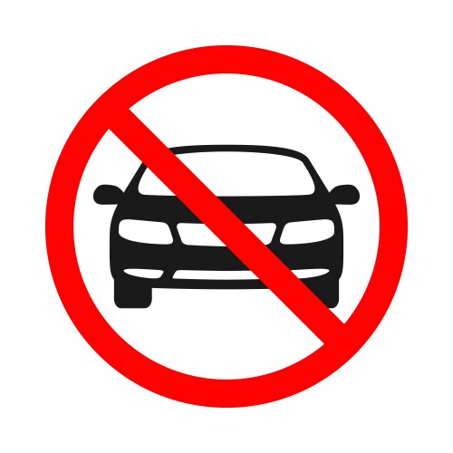 No cars sign car vehicle entry prohibited Vector Image