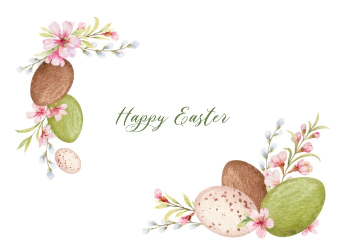 Happy easter watercolor hand painted set Vector Image