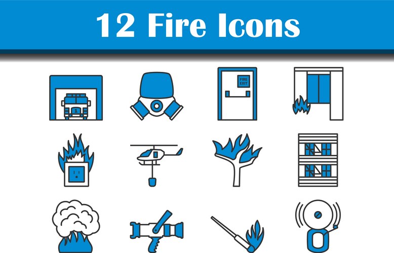 Fire service icon set Royalty Free Vector Image