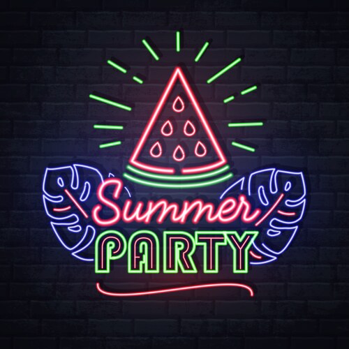 Summer travel neon concept Royalty Free Vector Image