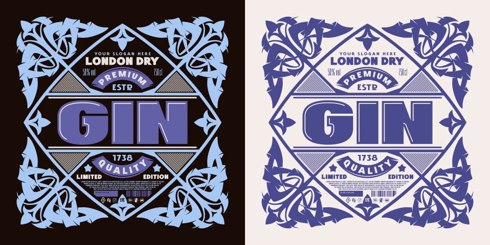 Template decorative label for london dry gin Vector Image