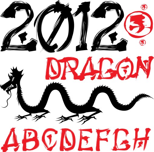 Dragons alphabet pqr Royalty Free Vector Image