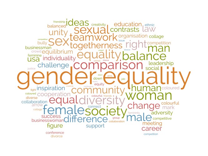 Gender equality word cloud template Royalty Free Vector