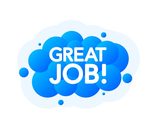 Great job golden thank you label with thumb up Vector Image
