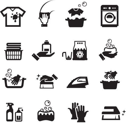 Laundry guide washing icons set Royalty Free Vector Image