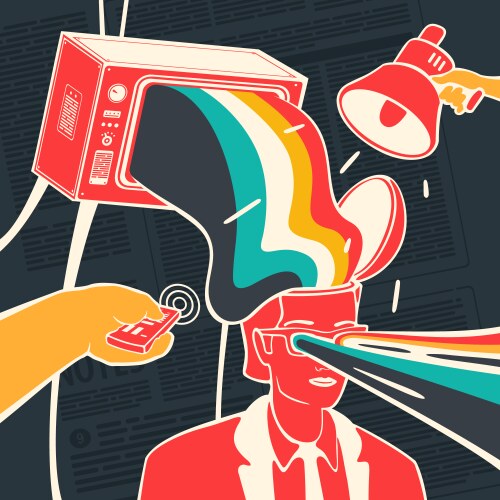 Cartoon media propaganda Royalty Free Vector Image