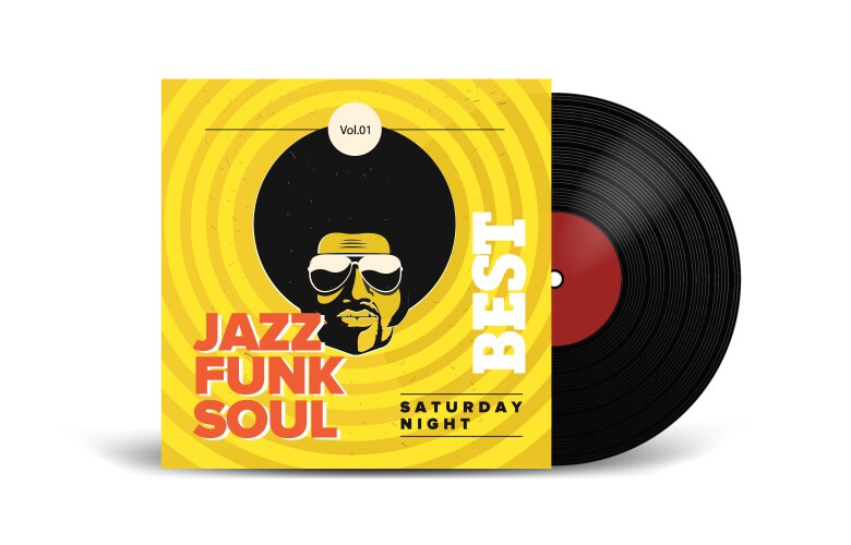 Realistic vinyl record with cover mockup Vector Image