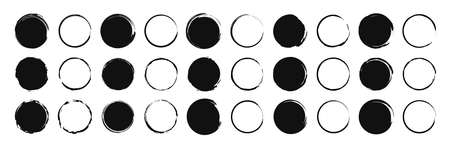 Hand drawn circle line sketch set circular Vector Image