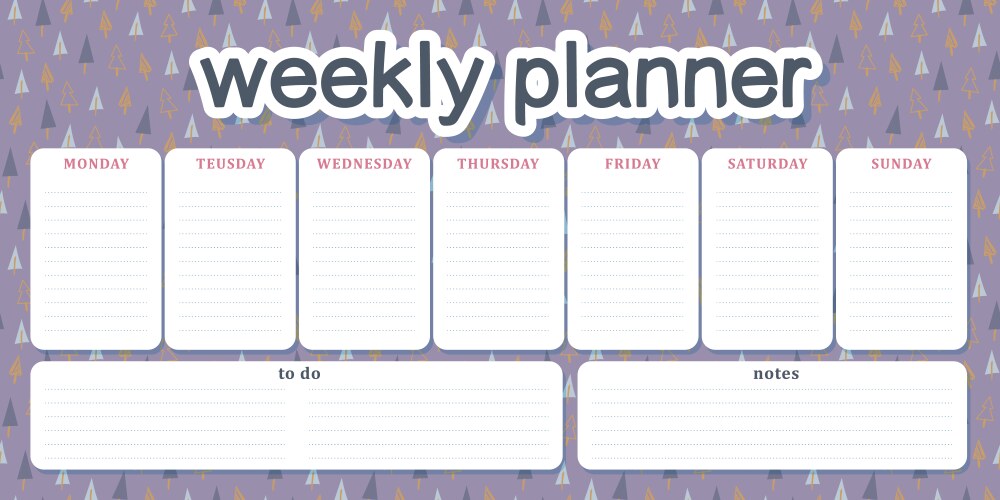 Colorful daily planner template cartoon organizer Vector Image